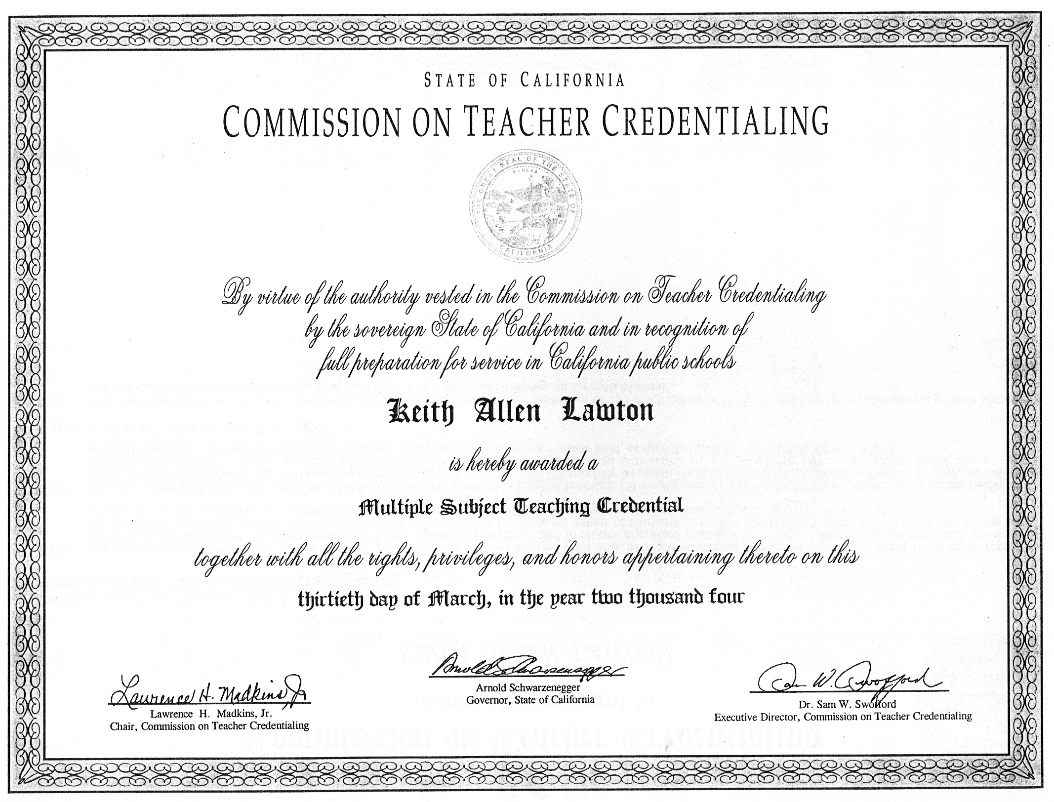 Clear Credential California Asking List